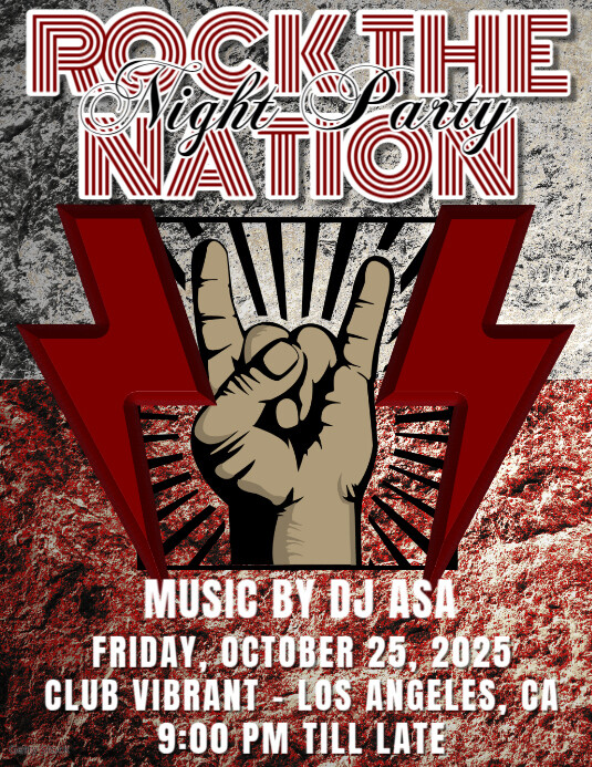 Brown Maximalist Rock The Nation Party Flyer Flyer (us Letter) Template ...