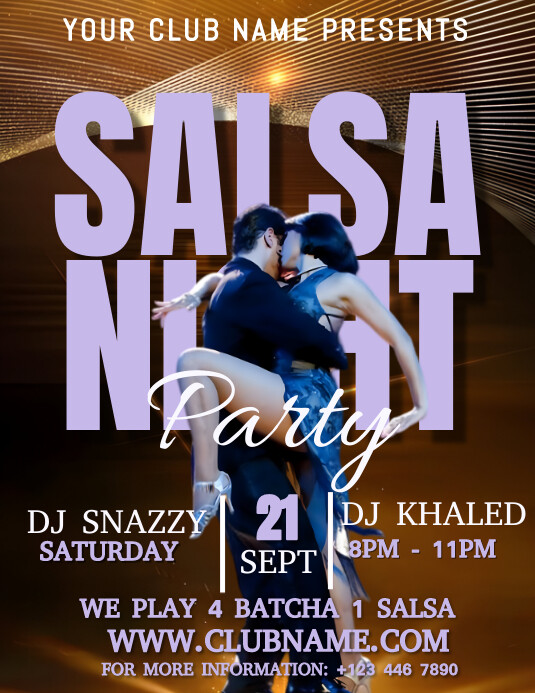 Plantilla de Brown Maximalist Salsa Night Party Invitation | PosterMyWall