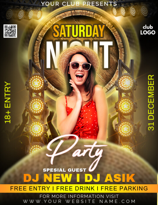 Brown Maximalist Saturday Night Party Flyer (us Letter) Template ...
