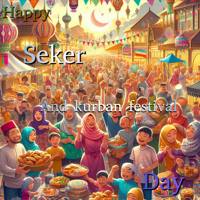 Plantilla de Brown Maximalist Seker And Kurban Day Instagram Post ...