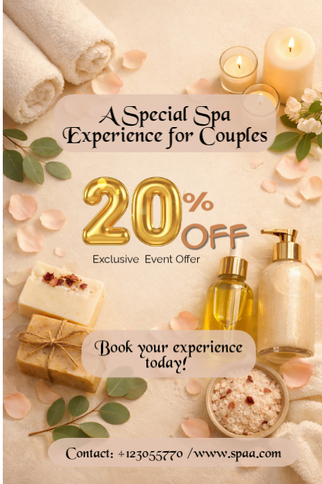 Plantilla de Brown Maximalist Spa Discount Poster | PosterMyWall