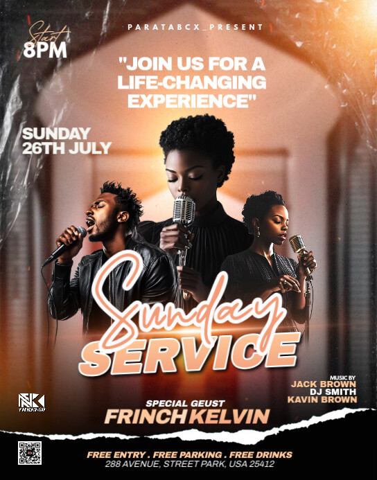 Copy of Brown Maximalist Sunday Service Concert Poster/wallboard ...