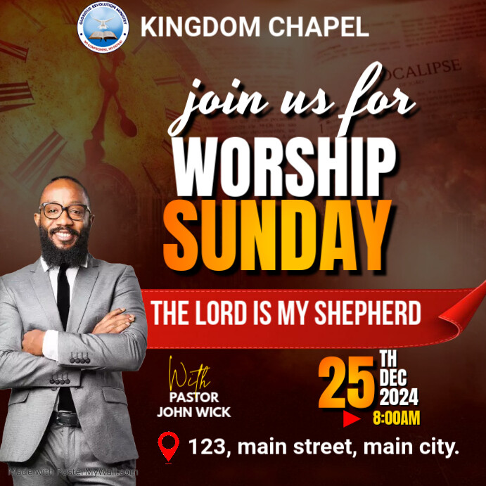 Brown Maximalist Sunday Service Flyer Instagram Post Template | PosterMyWall