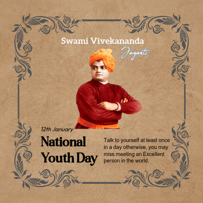 Copy of Brown Maximalist Swami Vivekananda Square (1:1) | PosterMyWall