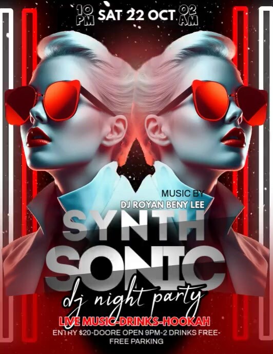 Brown Maximalist Synth Sonic Dj Party Flyer ( Templat | PosterMyWall