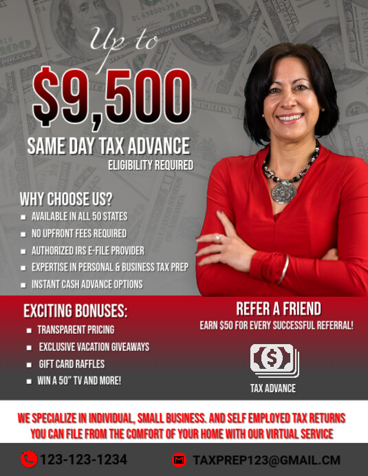 Copy of Brown Maximalist Tax Advance Flyer (us Letter) | PosterMyWall