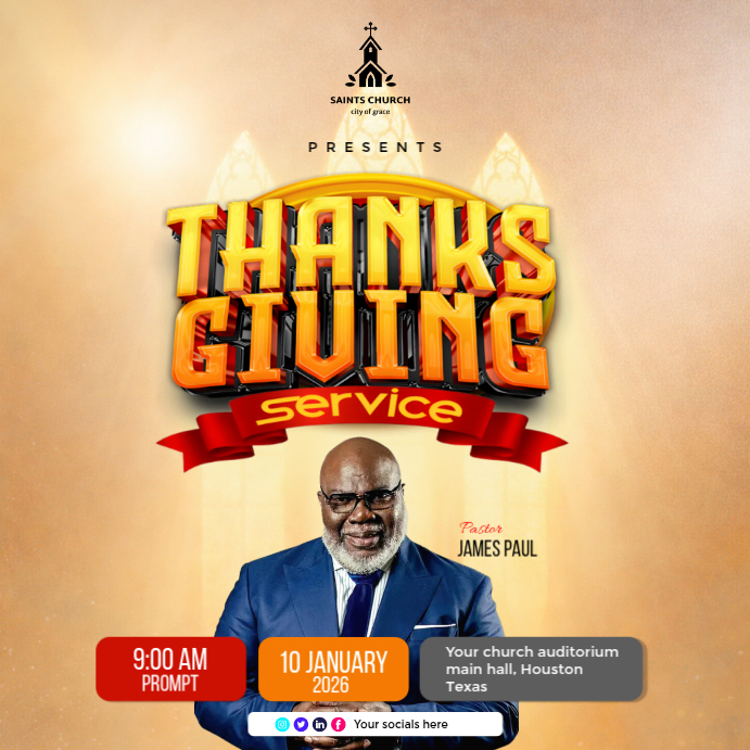 Copy of Brown Maximalist Thanksgiving Church Service Flyer Template ...