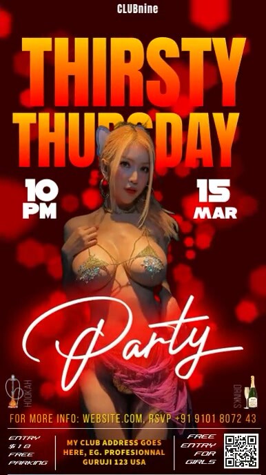 Plantilla de Brown Maximalist Thirsty Thursday Night Party | PosterMyWall