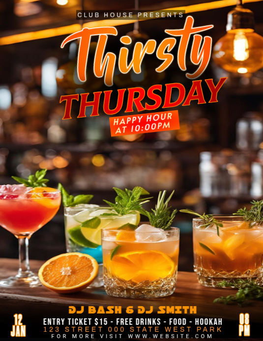 Brown Maximalist Thirsty Thursday Party 2026 Flyer (us Letter) Template ...