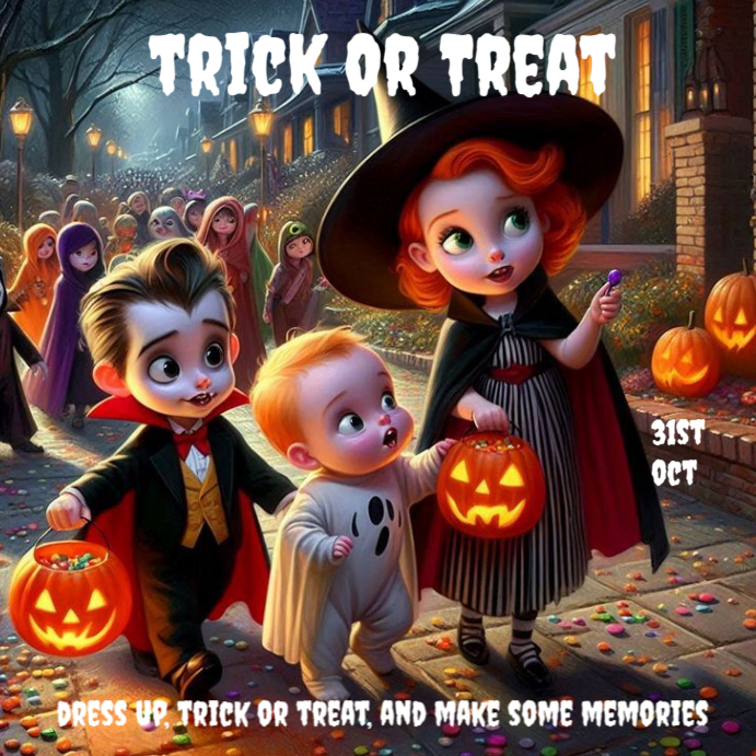 Copy of Brown Maximalist Trick Or Treat Instagram Post | PosterMyWall