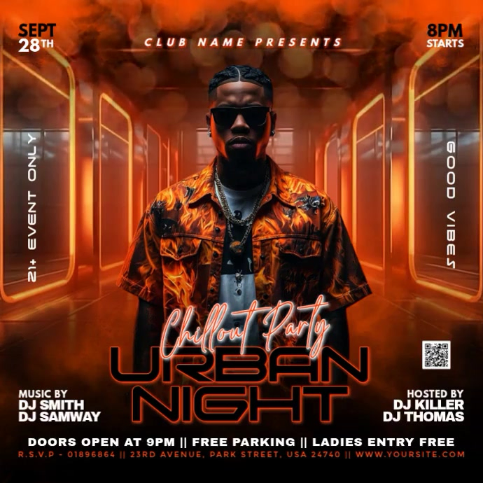 Brown Maximalist Urban Night Chillout Party Instagram Post Template | PosterMyWall