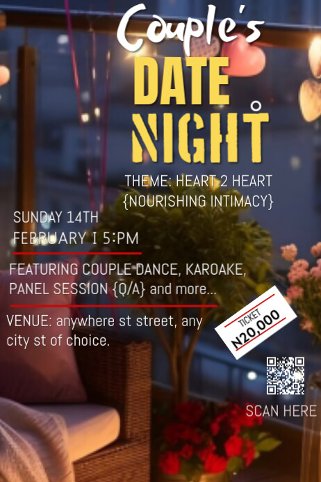 Copy of Brown Maximalist Valentine Couple Date Night Poster | PosterMyWall