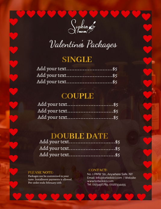 Brown Maximalist Valentine Spa Package Flyer (us Letter) Template ...