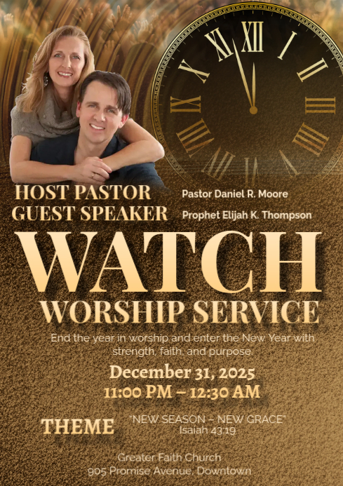 Copy of Brown Maximalist Watch Night Service A4 | PosterMyWall