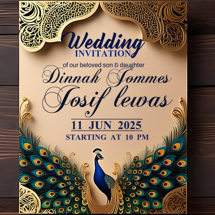 Brown Maximalist Wedding Invitation Card Instagram Post Template ...