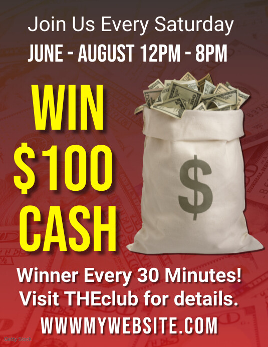 Brown Maximalist Win 100$ Cash Flyer (us Lett Templat | PosterMyWall