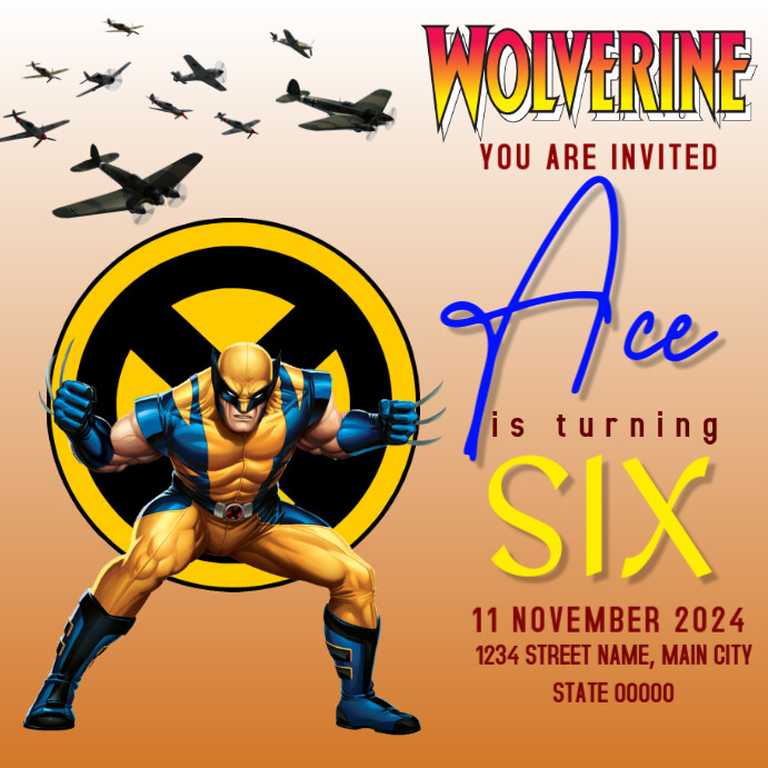 Brown Maximalist Wolverine Birthday Instagram Post Template | PosterMyWall