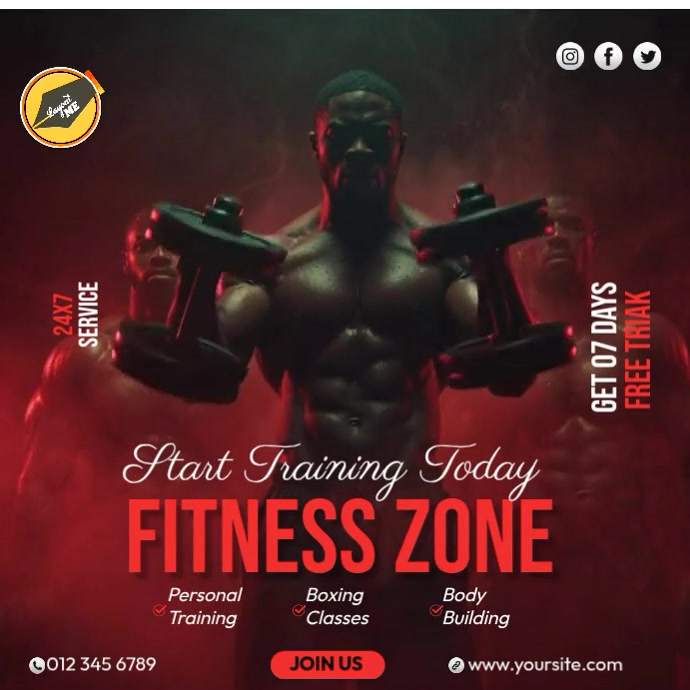 Brown Maximalist Workout Motivation, Instagram Post Template | PosterMyWall