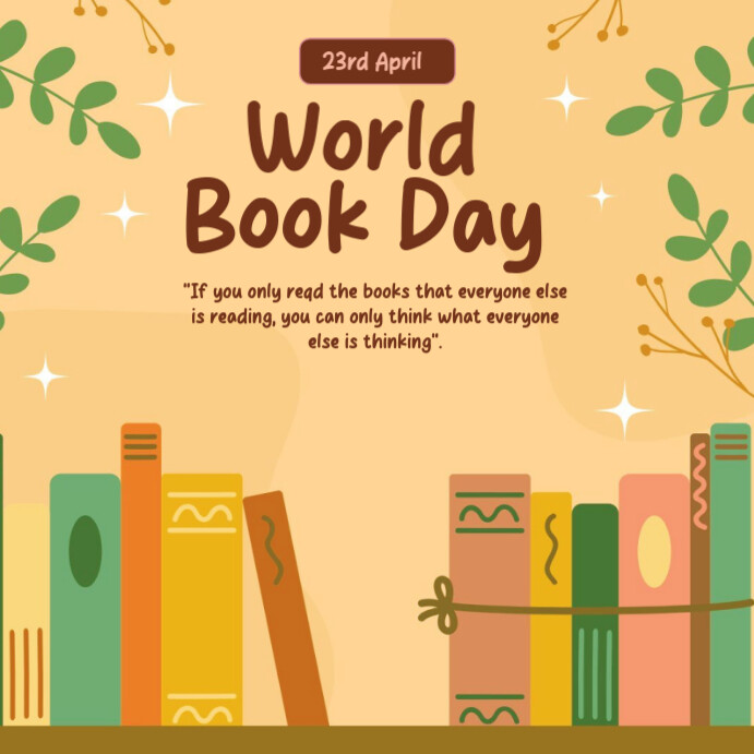Brown Maximalist World Book Day Flyer Instagram Post Template | PosterMyWall