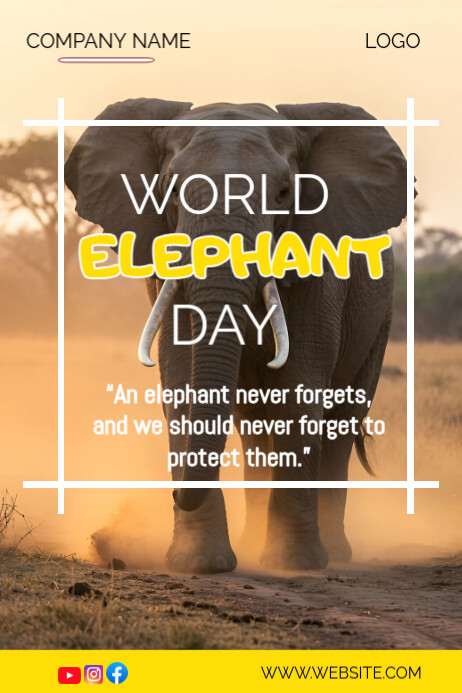 Copy of Brown Maximalist World Elephant Day Poster | PosterMyWall