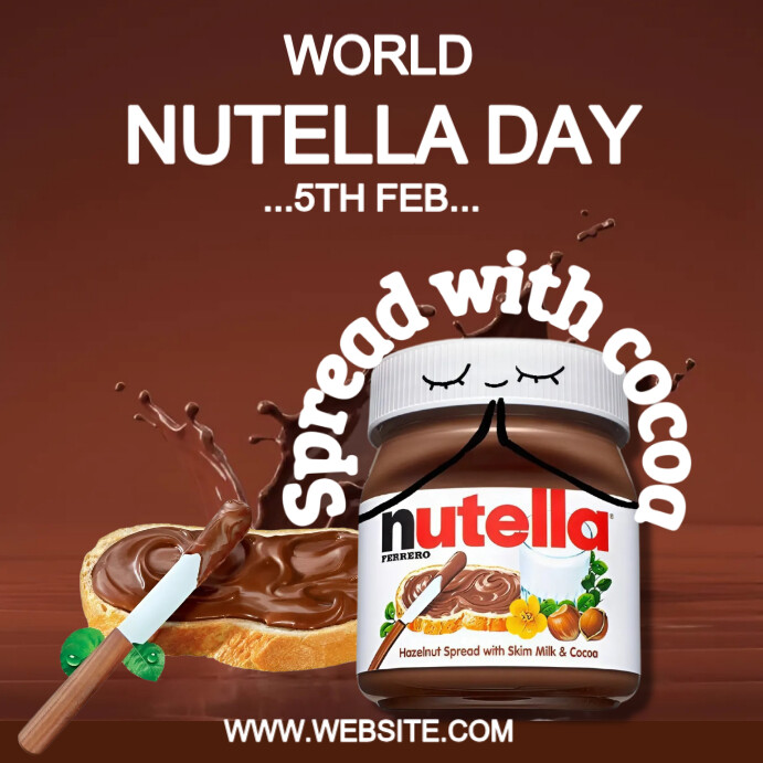 Copy of Brown Maximalist World Nutella Day Instagram Post | PosterMyWall