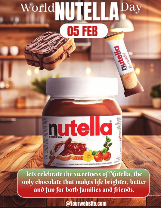 Copy of Brown Maximalist World Nutella Day Online Design Flyer/template ...