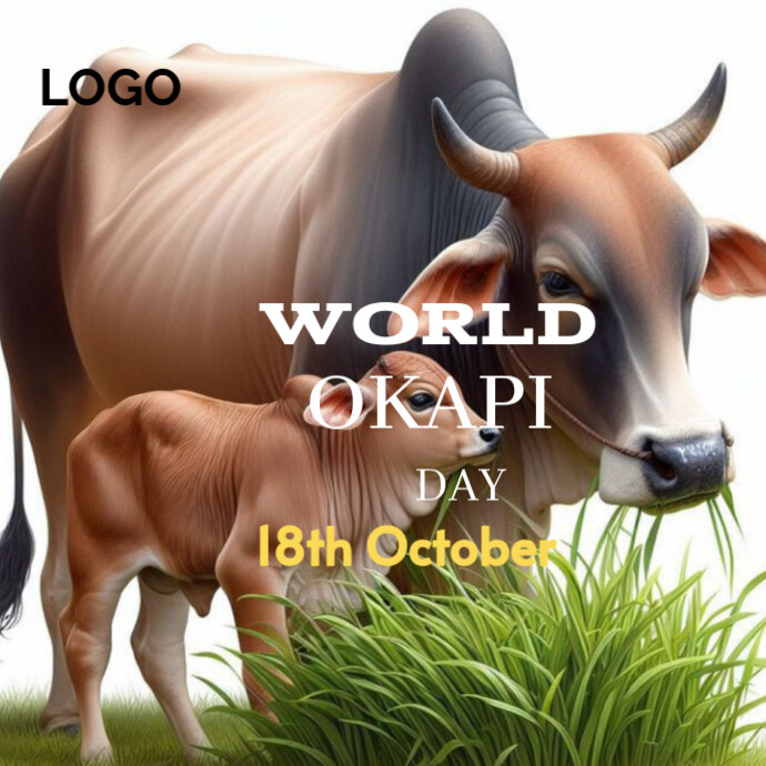 Brown Maximalist World Okapi Day Logo Template | PosterMyWall