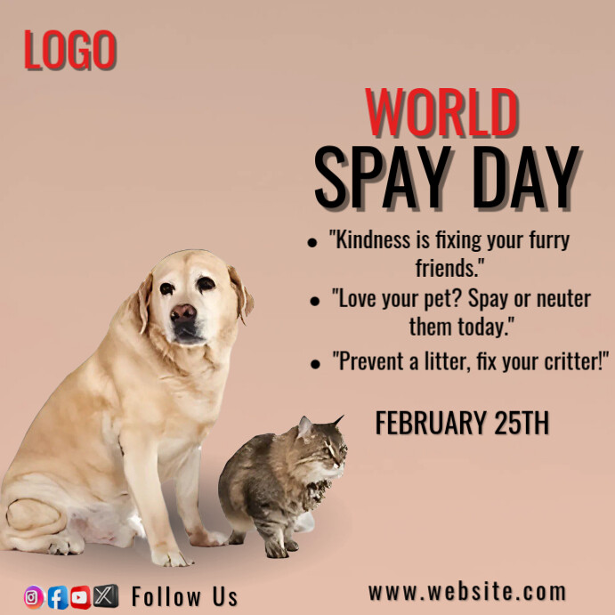 Copy of Brown Maximalist World Spay Day Instagram Post | PosterMyWall