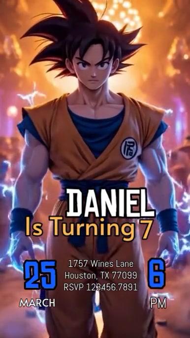 Brown Maximalista Goku Birthday Invitation Reel Do Instagram Templat ...