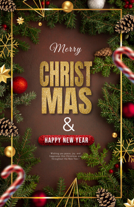 Brown Merry Christmas And Happy New Year Tabloid Template | PosterMyWall