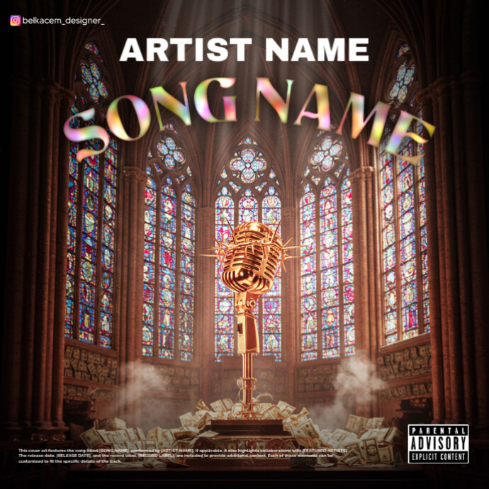Brown Microphone With Money Gold Album Cover Template | PosterMyWall