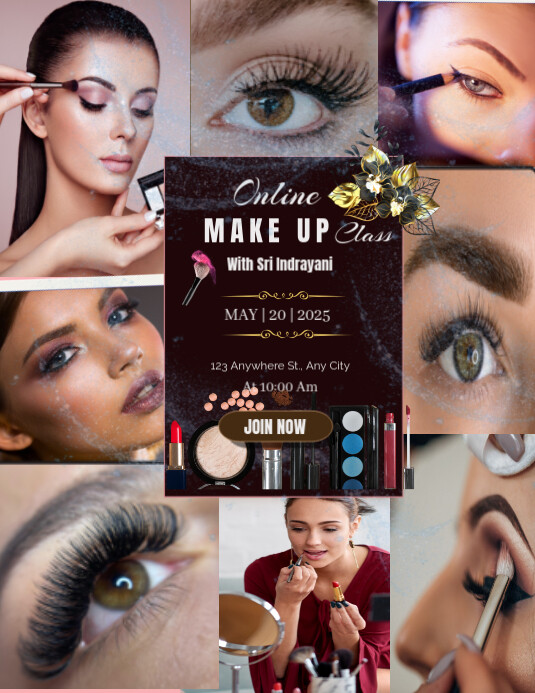 Brown Minimalist Make Up Master Class Poster Template | PosterMyWall