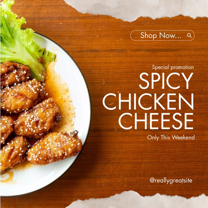 Plantilla de brown-minimalist-spicy-chicken-instagram-post | PosterMyWall