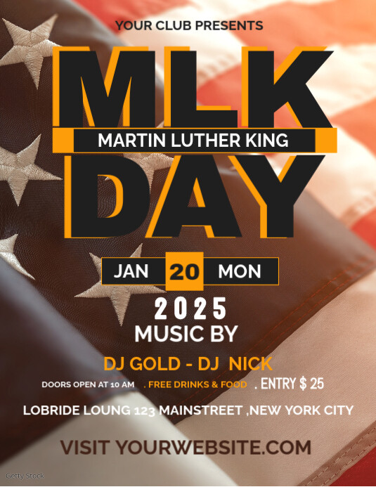 Brown Mlk Day Cellebration Club Ivitation Flyer (us Letter) Template ...