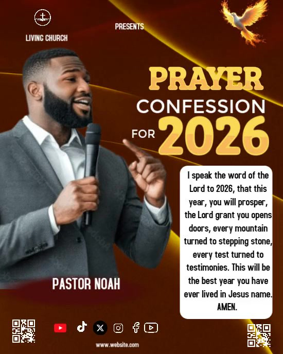 Brown Modern & Minimal 2026 Prayer & Confession Church Flyer Template ...