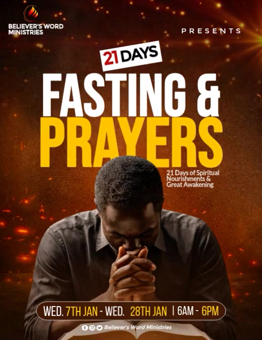Brown Modern & Minimal 21 Days Prayer And Fasting Retreat Template ...