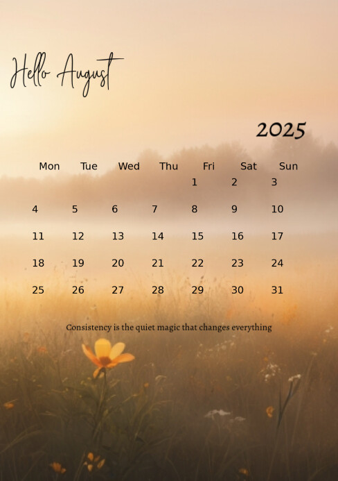 Brown Modern & Minimal August Calendar A5 Template | PosterMyWall