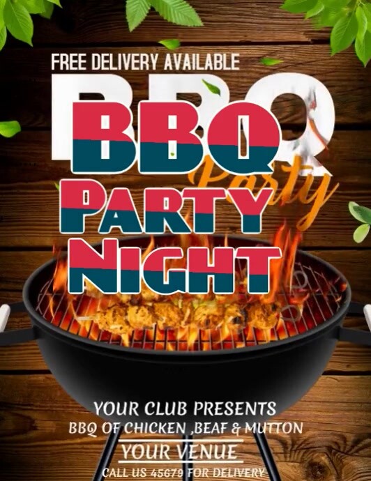 Brown Modern & Minimal Barbecue Party Night Flyer (us Letter) Template ...