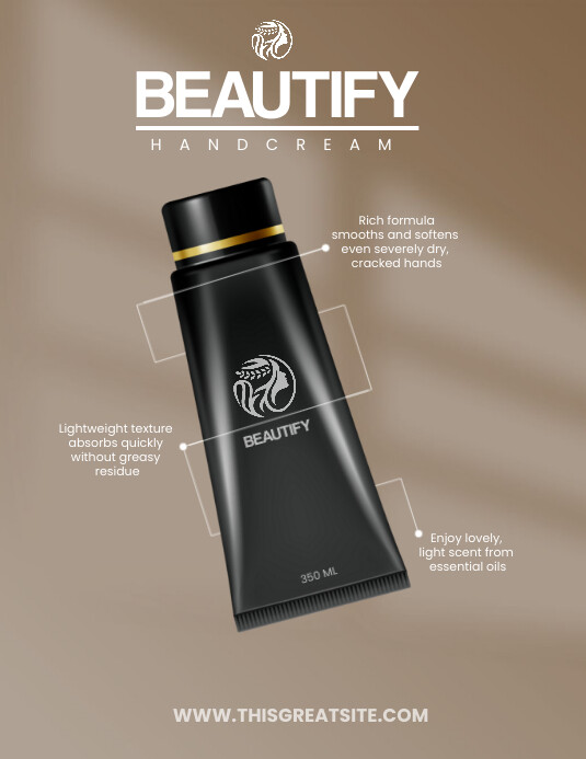Brown Modern & Minimal Beauty Handcream Flyer Template | PosterMyWall