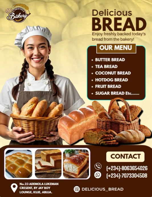 Plantilla de Brown Modern & Minimal Bread Bakery/menu Flyer Flyer (us ...