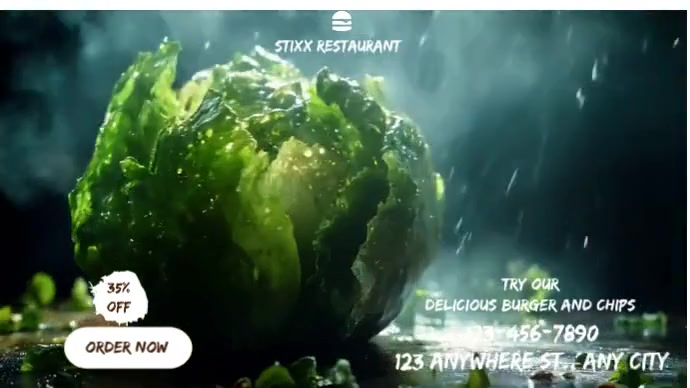 Brown Modern & Minimal Burger And Chips Restaurant Digital Display (16: ...