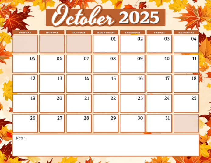 Brown Modern & Minimal Calendar October 2025 Flyer (us Letter) Template ...