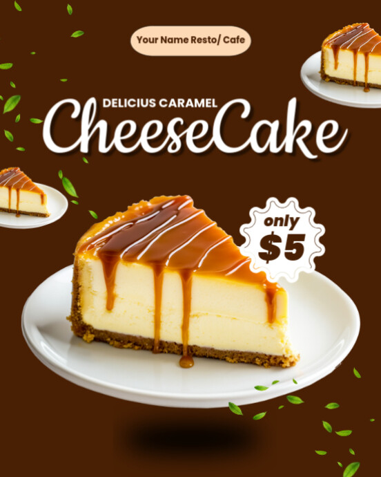 Copy of Brown Modern & Minimal Cheesecake Template Instagram Portrait ...