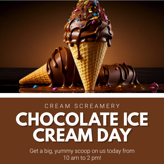 Brown Modern & Minimal Chocolate Ice Cream Da Template | PosterMyWall