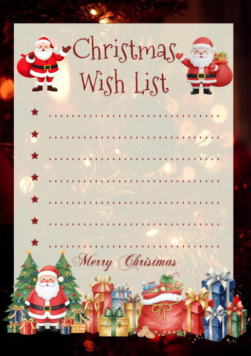 Brown Modern & Minimal Christmas Wish List A4 Template | PosterMyWall
