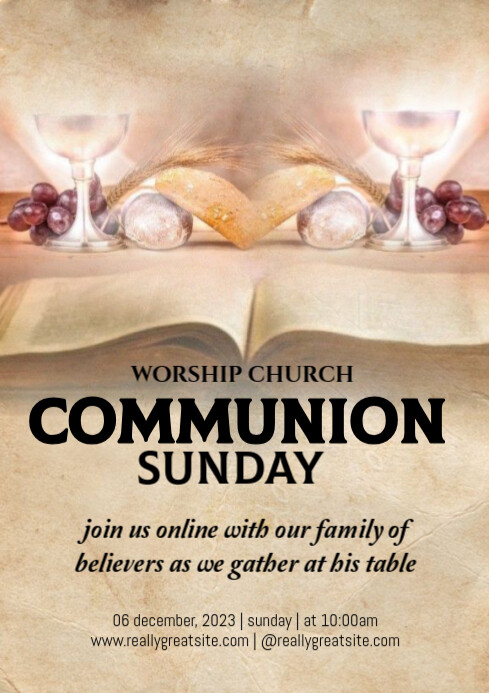 Brown Modern & Minimal Communion Flyer Template A4 | PosterMyWall