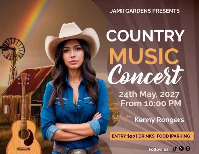Brown Modern & Minimal Country Music Flyer (u Template | PosterMyWall