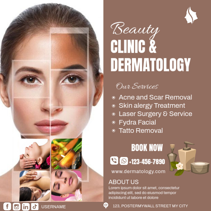 Brown Modern & Minimal Dermatologist Flyer Instagram Post Template ...