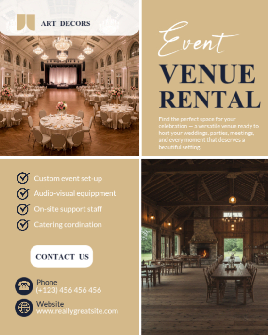 Brown Modern & Minimal Event Venue Rental Instagram Portrait Template ...