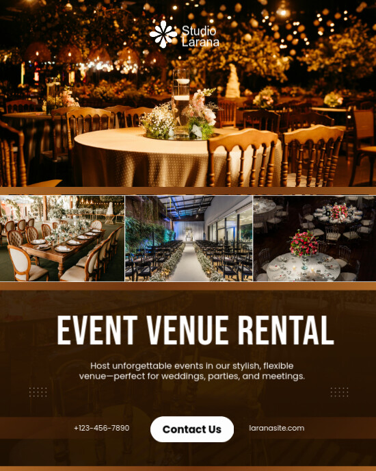 Brown Modern & Minimal Event Venue Rental Promotion Instagram Portrait ...